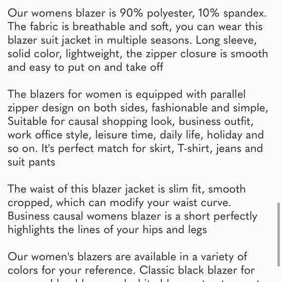 Jackets & Coats | New Blazer Cropped Open Front Zipper Dress Jacket ...